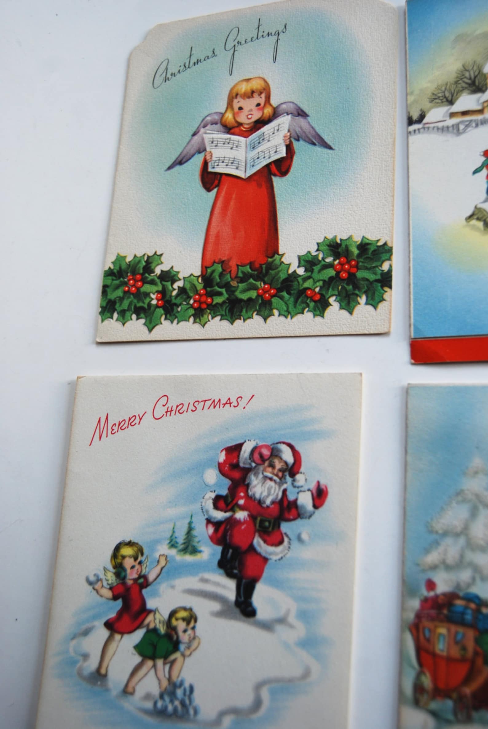 Collection of Four Vintage Christmas Cards | Etsy