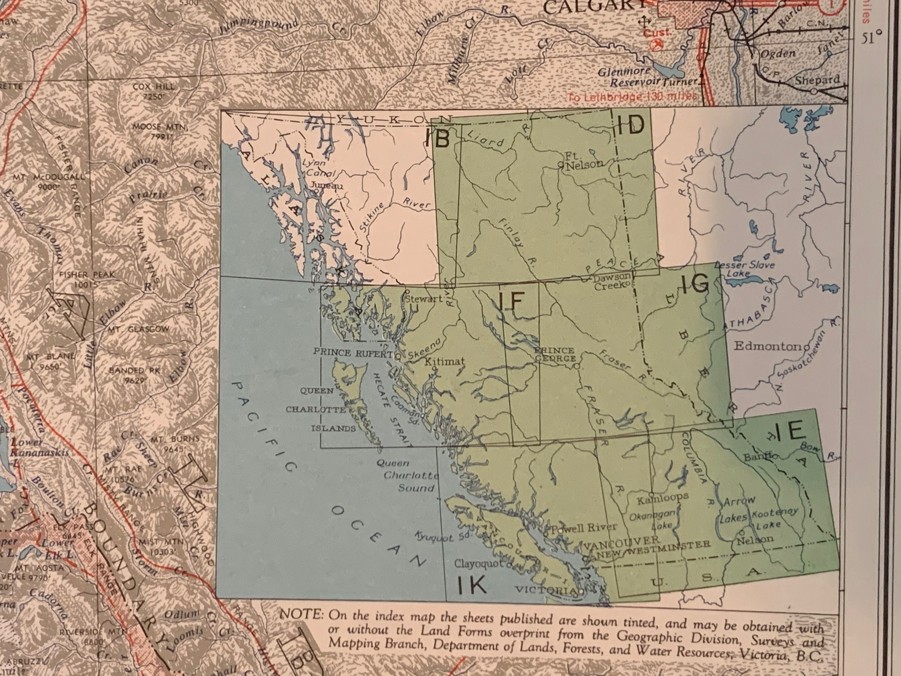 Vintage Map South Eastern British Columbia | Etsy