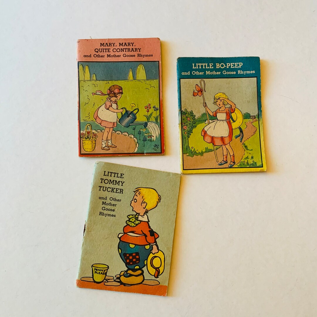 Vintage Miniature Children's Books, Little Bo-peep, Mary Mary, Little ...