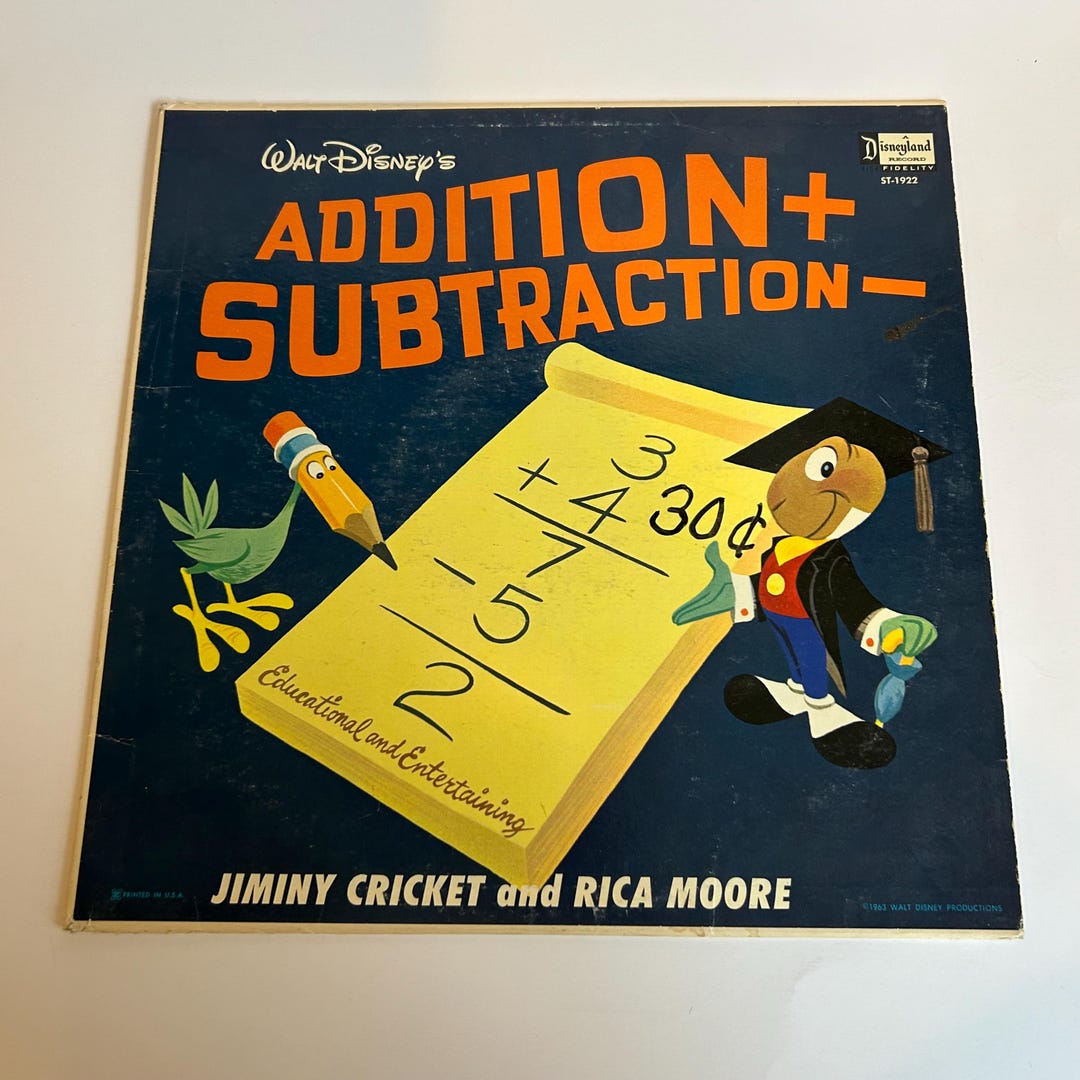 Vintage Vinyl Record, Walt Disney's Addition Subtraction, Jiminy ...