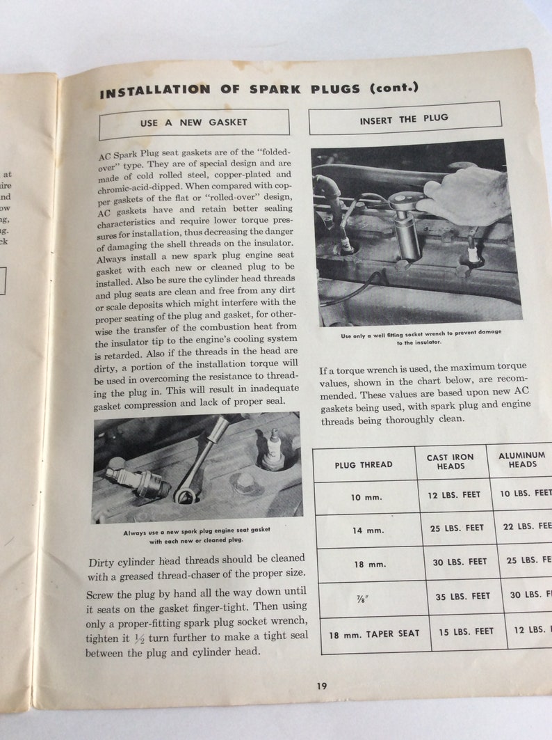 AC Spark Plu Shop Manual Booklet - Etsy