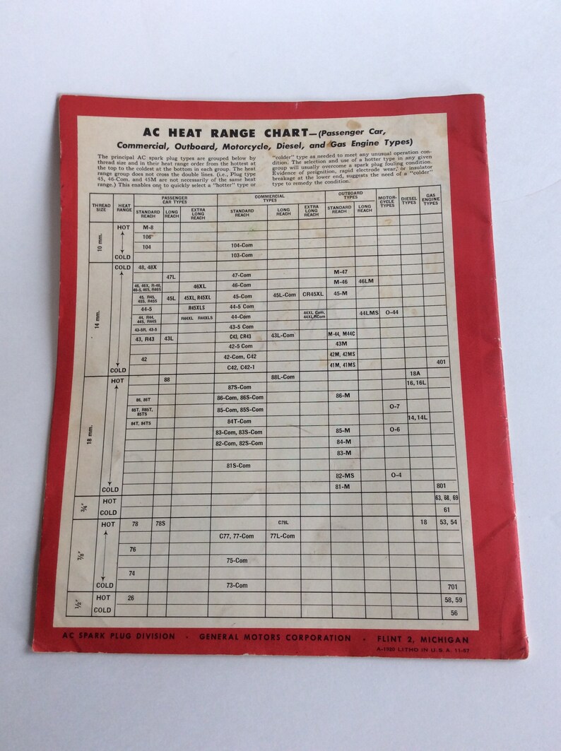 AC Spark Plu Shop Manual Booklet - Etsy