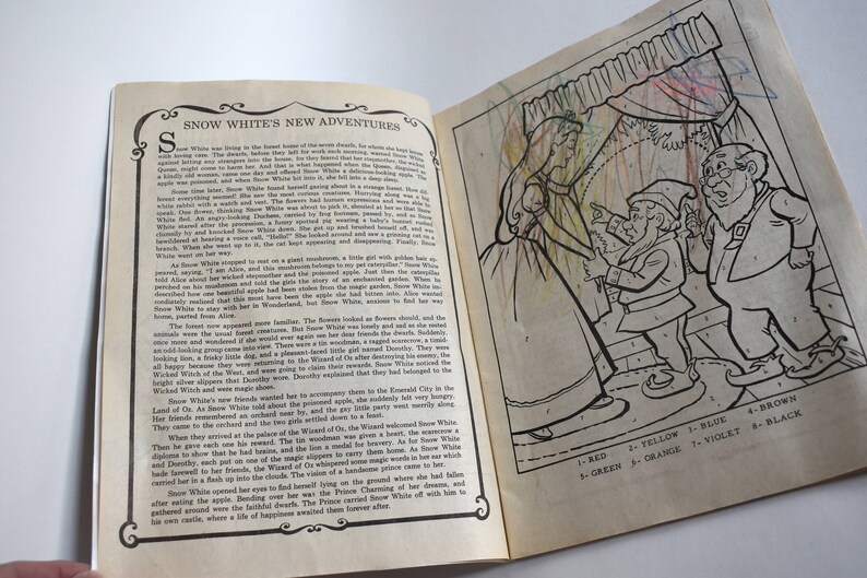 Vintage Color by Number Snow White's Adventure Coloring Book - Etsy