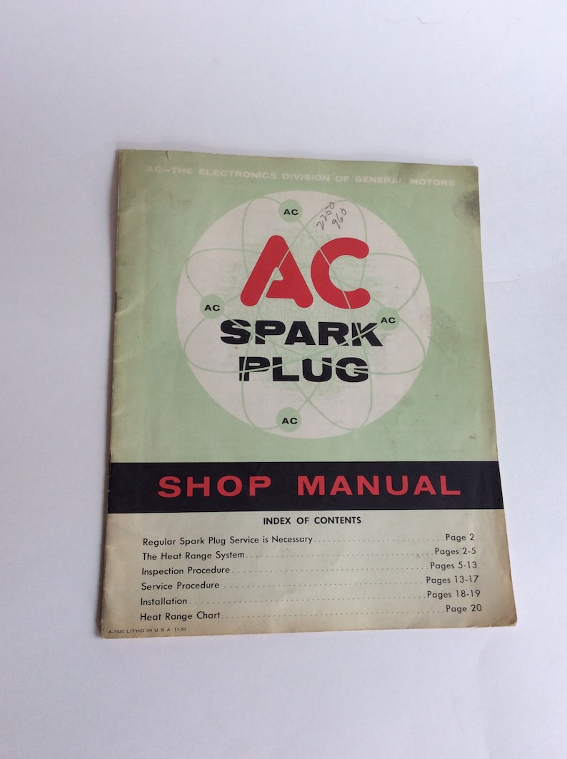 AC Spark Plu Shop Manual Booklet - Etsy