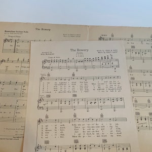 Vintage Sheet Music, the Bowery - Etsy