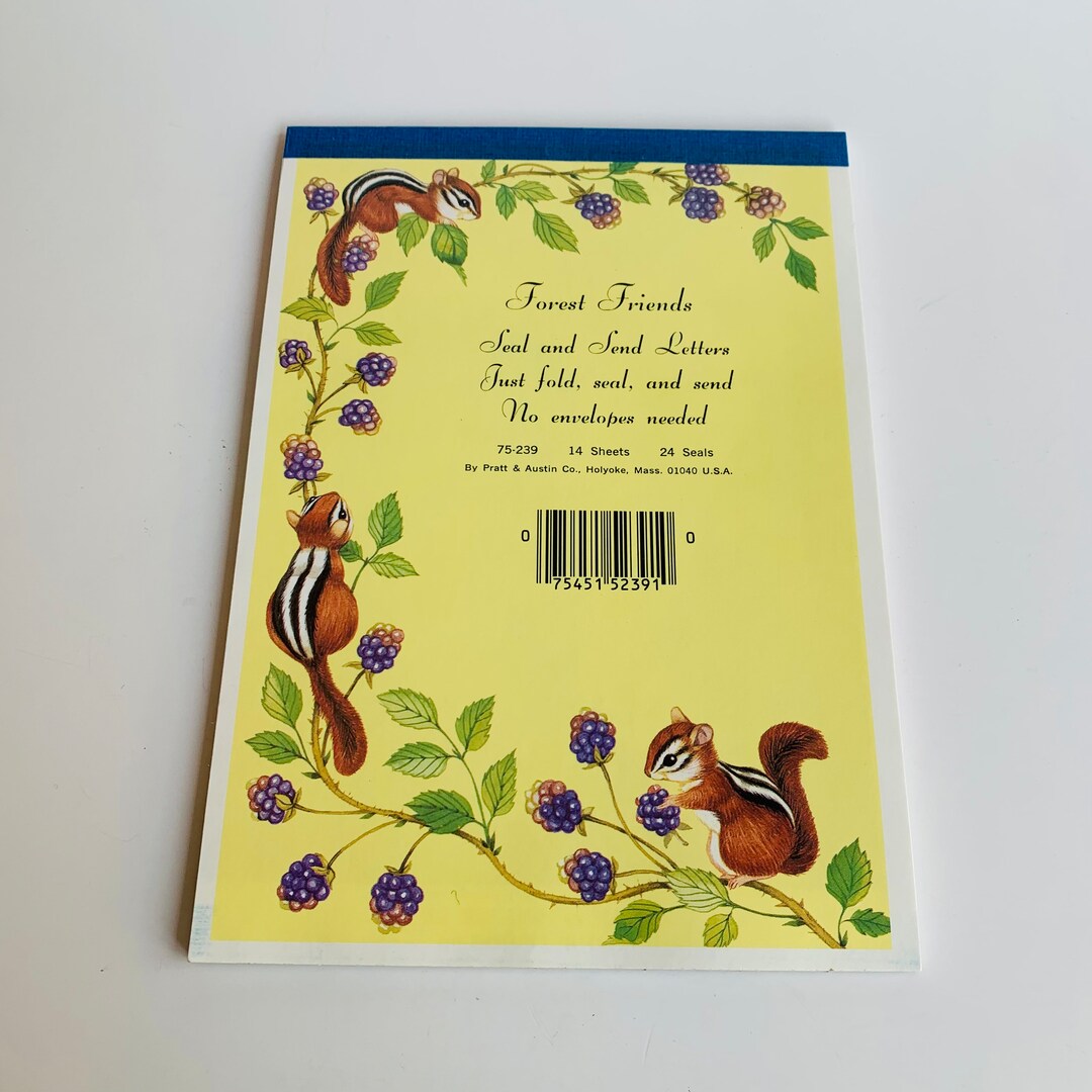 Vintage Stationary Booklet, Forest Friends Seal and Send Letters - Etsy