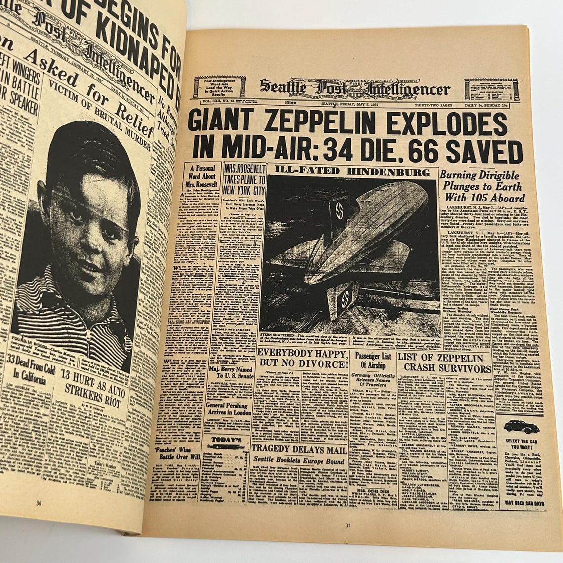Vintage Book, Headlines of History, From the Seattle Post-intellifencer ...