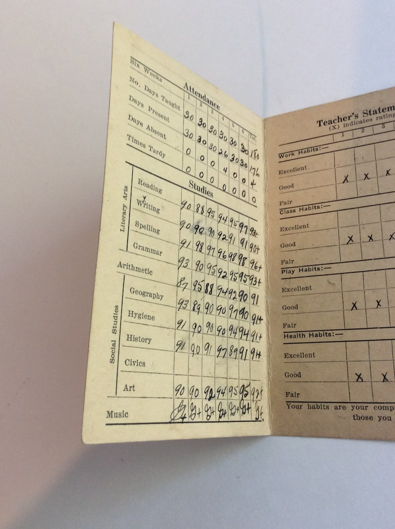 Vintage Public School Pupil's Report Card, Spink County, South Dakota ...