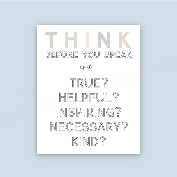 Think Before You Speak - Etsy