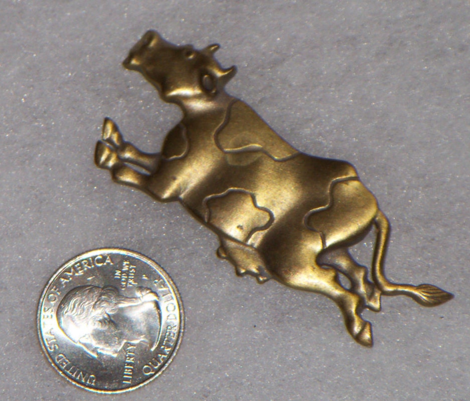 Vintage JJ Brooch of Cow Jumping Mid Air Gold Tone + Limited Edition ...
