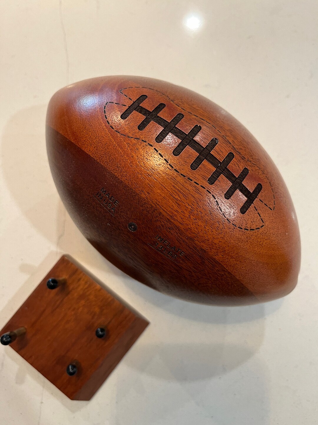 New 8 Inch Solid Wood GBOW Brand Football With Wood Display - Etsy