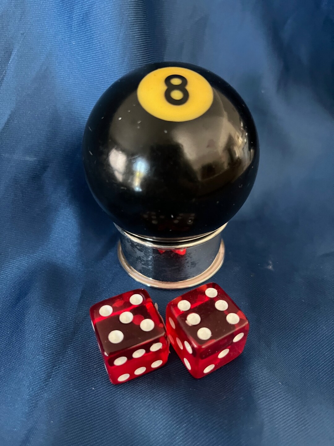 Age 8 Eight Pool Ball With Two New Lucite Dice and Display Ring - Etsy
