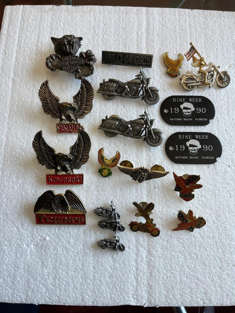 Lot of Motorcycle Pins , Etc . 2 Harley - Etsy