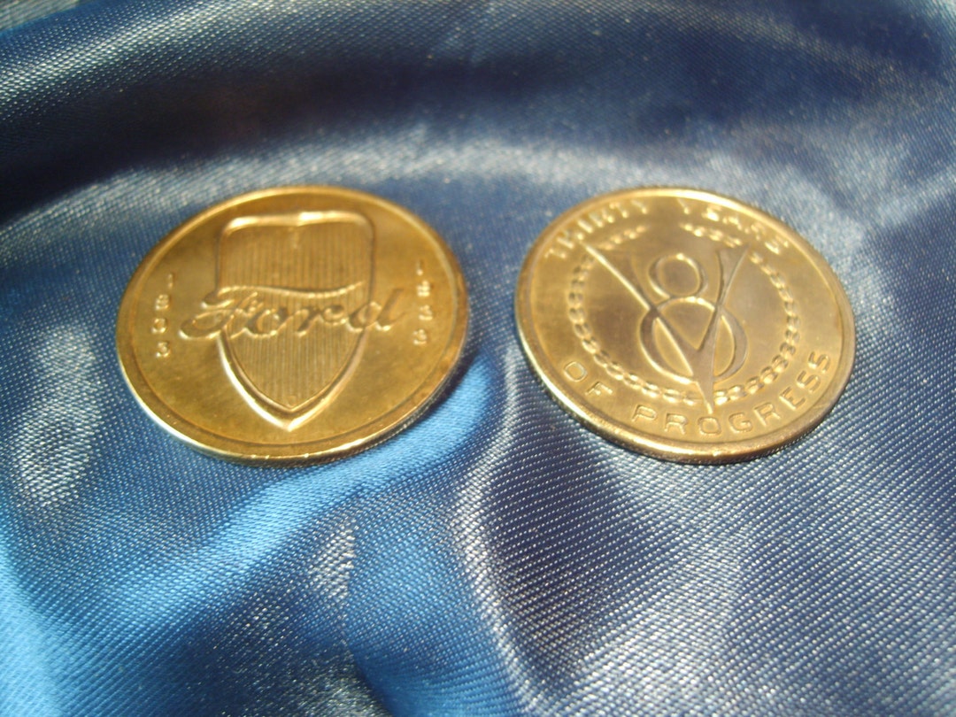 Two 1903-1930 Bronze World's Fair Ford Medal/coins Plus Satin Gift Bag ...