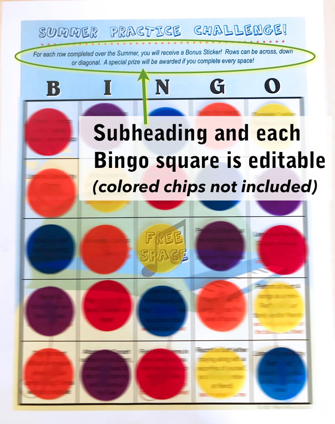BINGO Music Practice Incentive Summer Packet - Piano, Instrument or ...