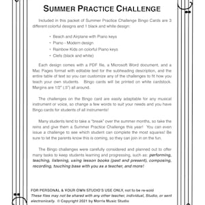 BINGO Music Practice Incentive Summer Packet - Piano, Instrument or ...