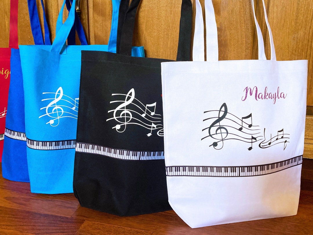 Piano Music Tote Bag W/ Custom Name, Color Choices, Lesson Bag for ...