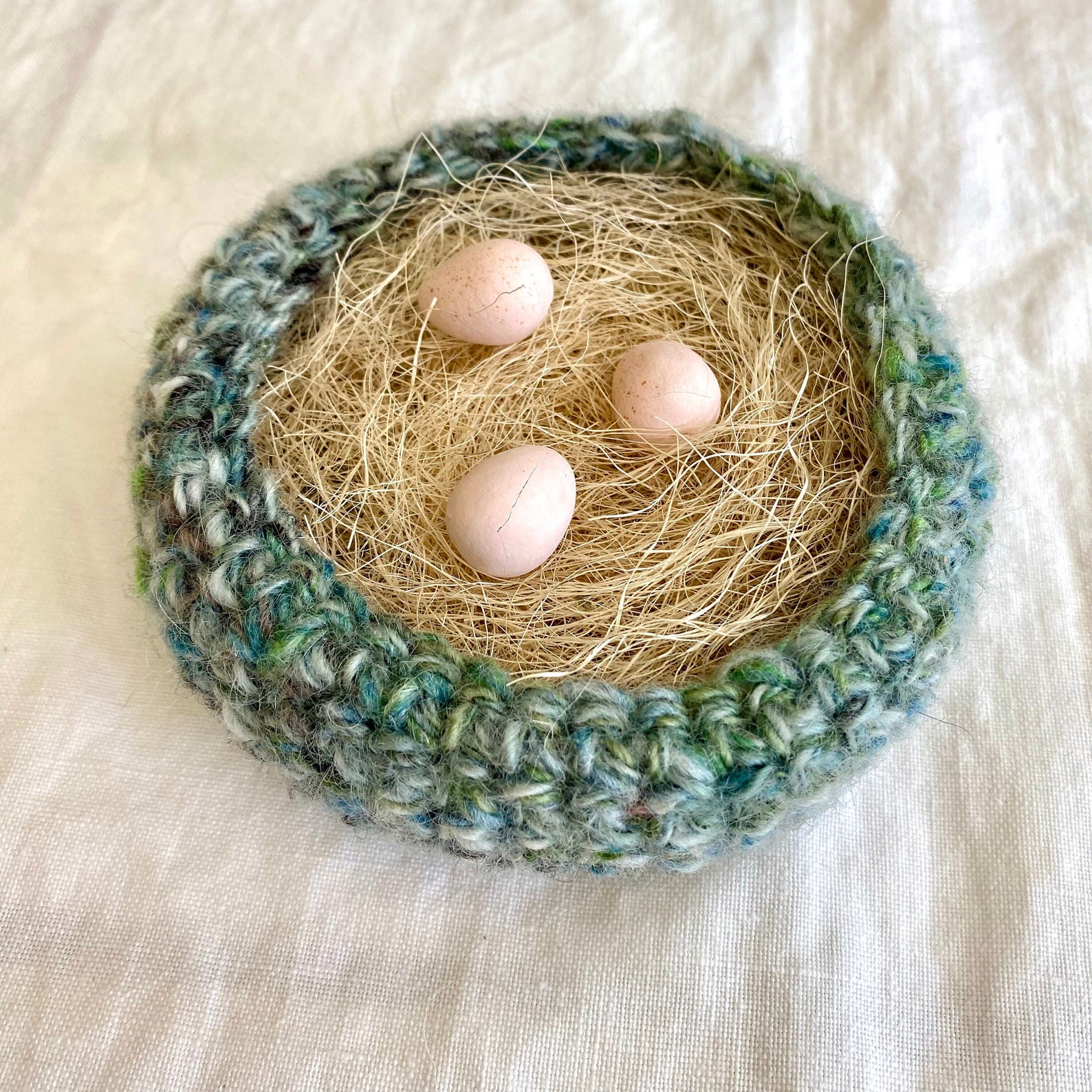 Bird Nest With Speckled Eggs, Crochet Bird Nest and Eggs, Add Your Own ...