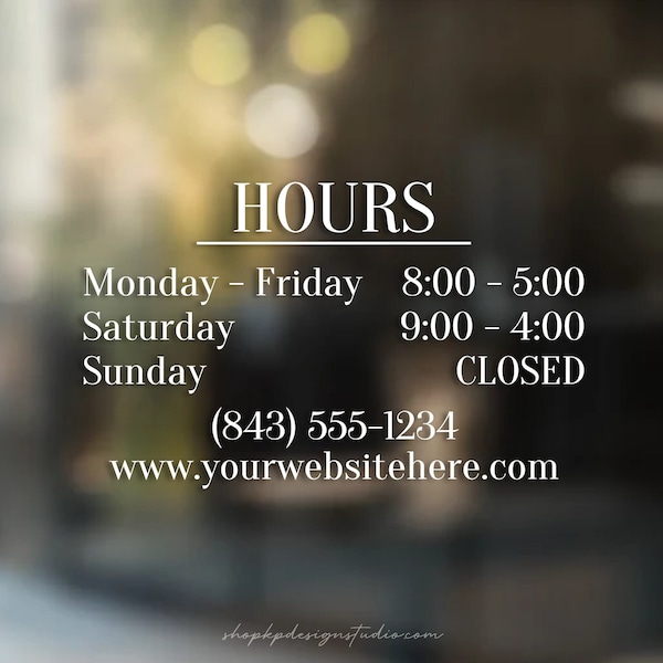 Store Hours Decal - Etsy