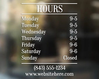 Office Hours Window Decal Modern Hours of Operation Storefront Decal ...