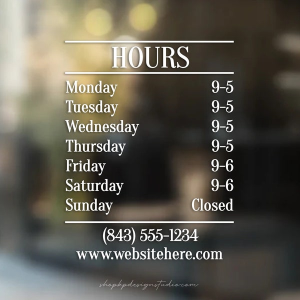 Store Hours Decal - Etsy