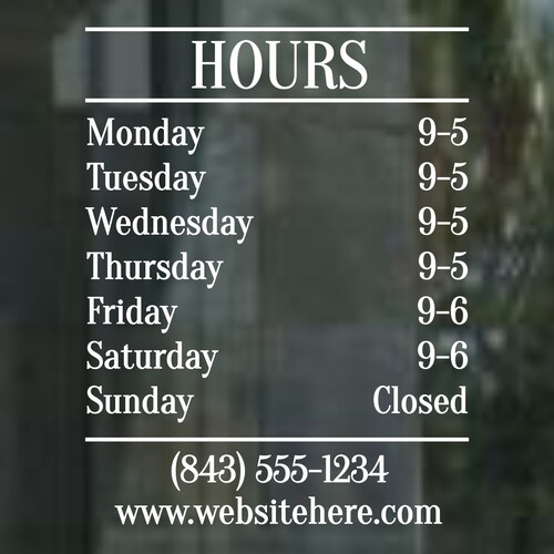 Store Hours Window Decal Simple Hours of Operation - Etsy