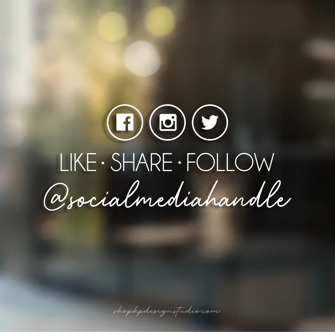 Like Share Follow Us on Social Media | Store Window Decal | Modern ...