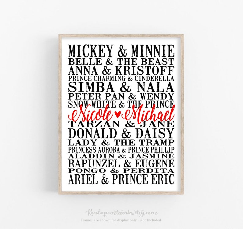 Personalized Disney Couples Art Print | Disney Gift | Wedding Gift ...