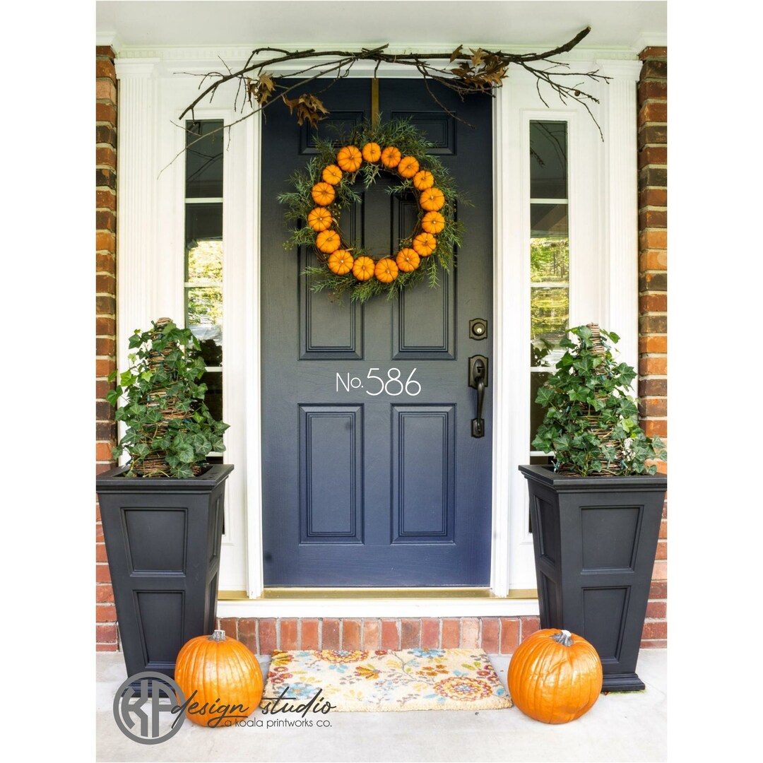 Front Door Number Decal | Modern House Apartment Number Decal | Fall ...