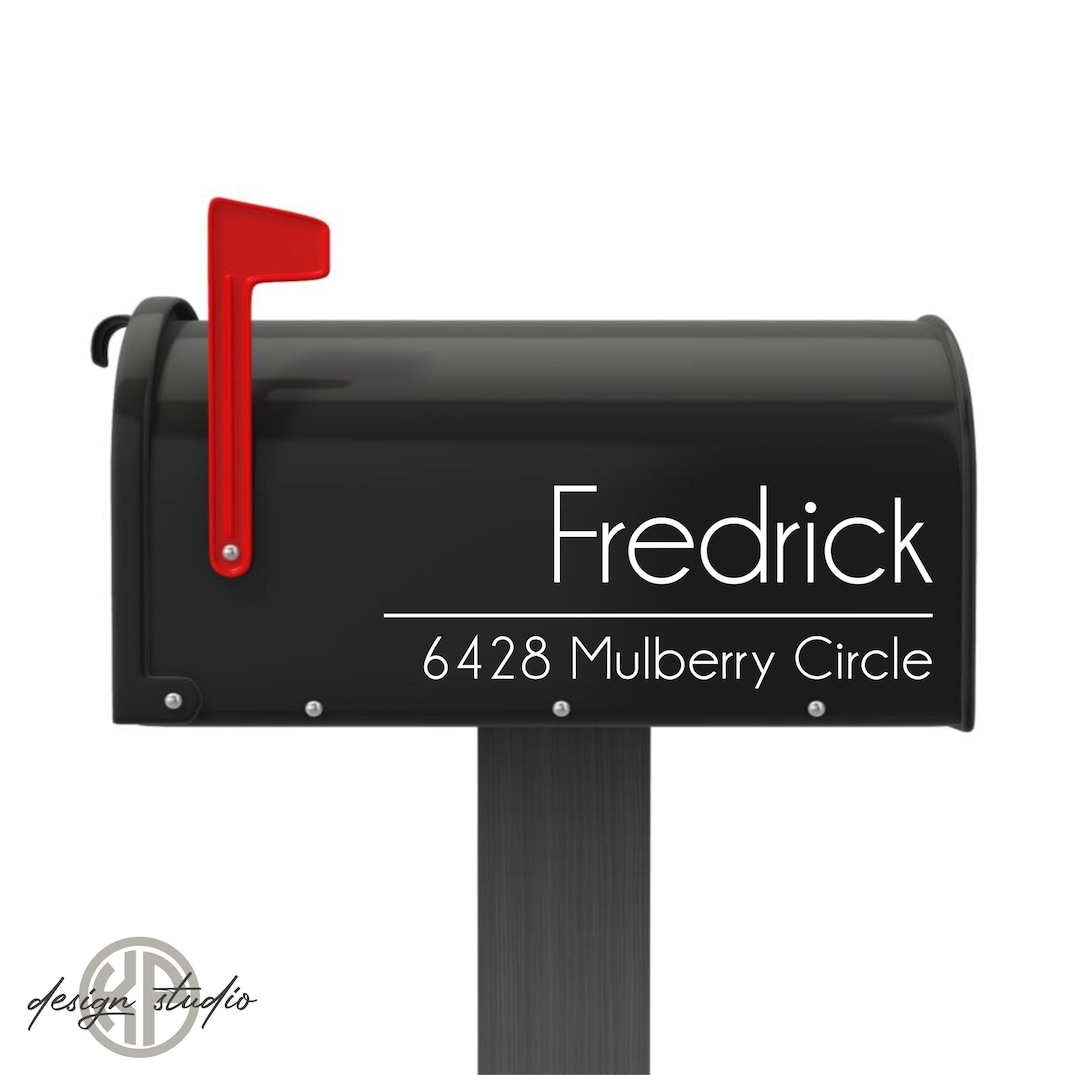 Modern Name and Address Mailbox Decal | Street Address Mailbox ...