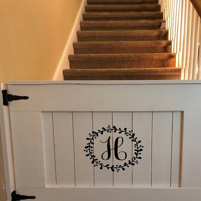 Monogram Door Decal Glass Front Door Laurel Wreath Sticker - Etsy