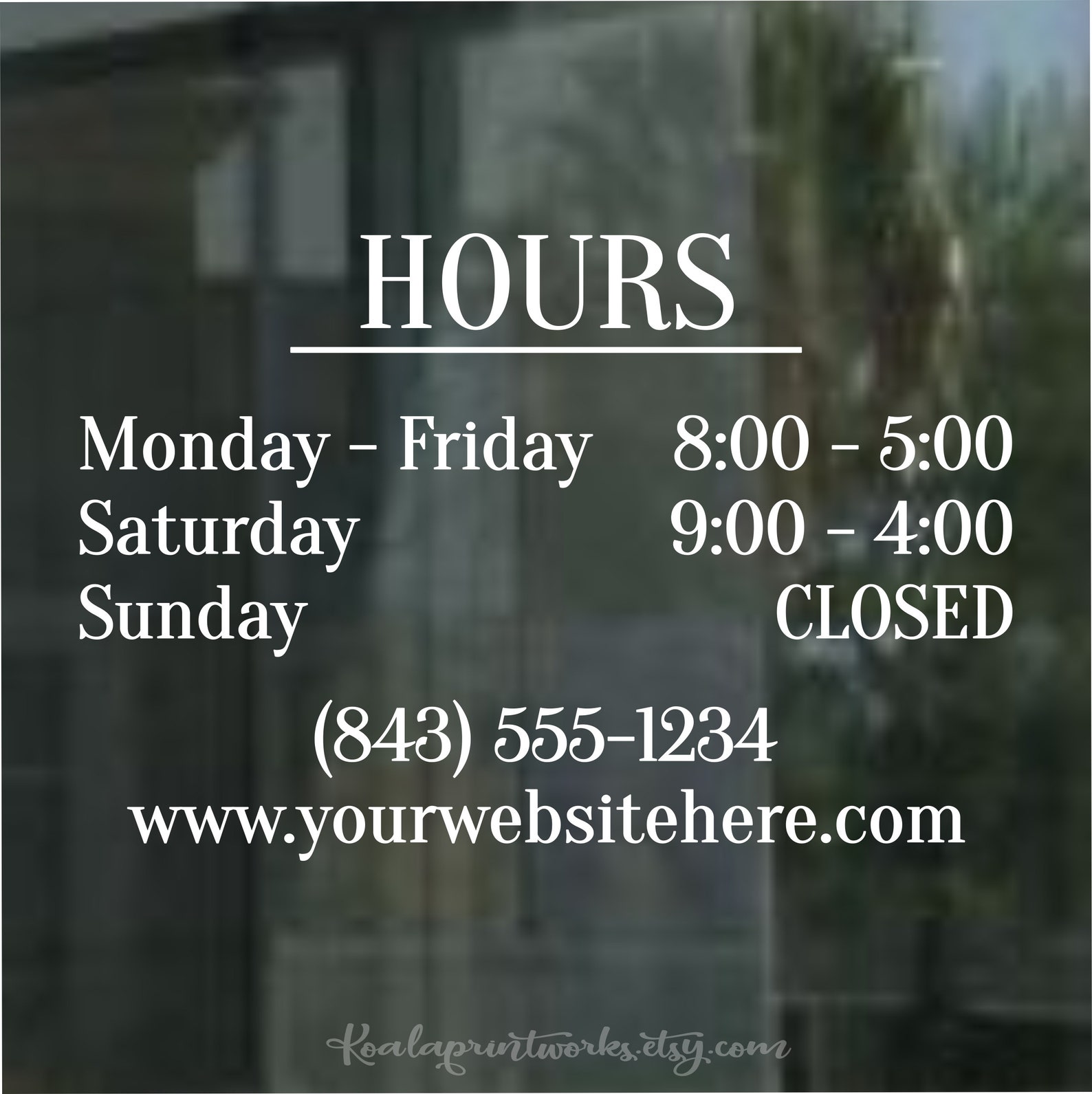 Store Hours Window Decal Simple Hours of Operation - Etsy