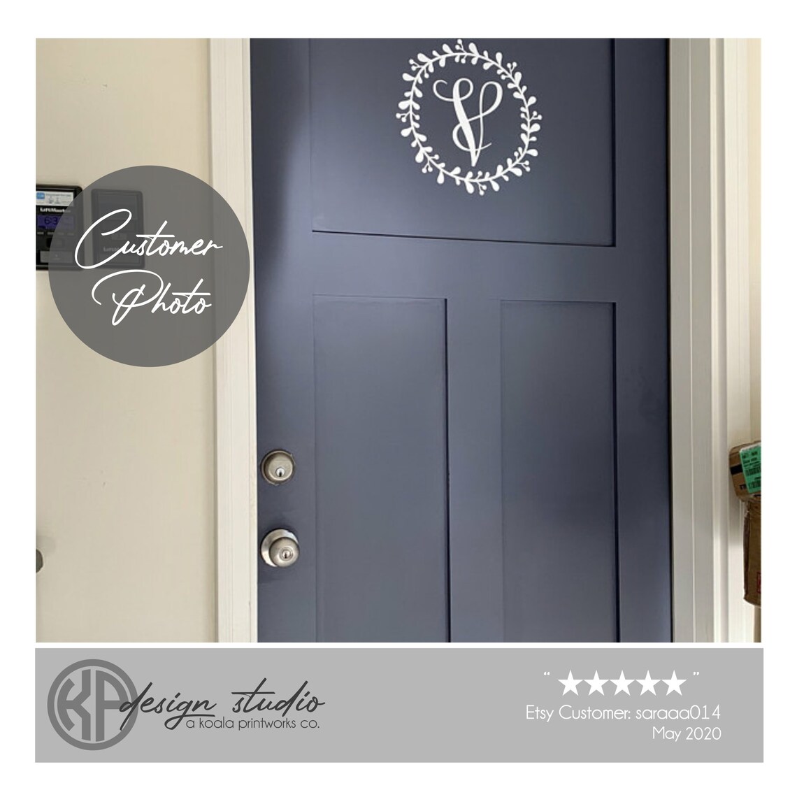 Monogram Door Decal Glass Front Door Laurel Wreath Sticker - Etsy