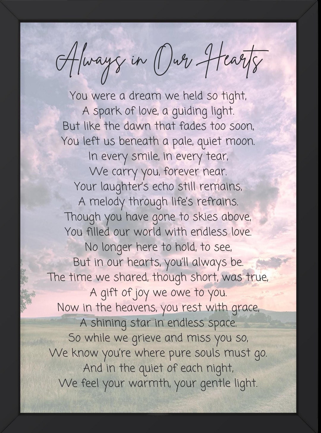 Child Memorial Poem Print: Loss of Child Remembrance (digital Download ...