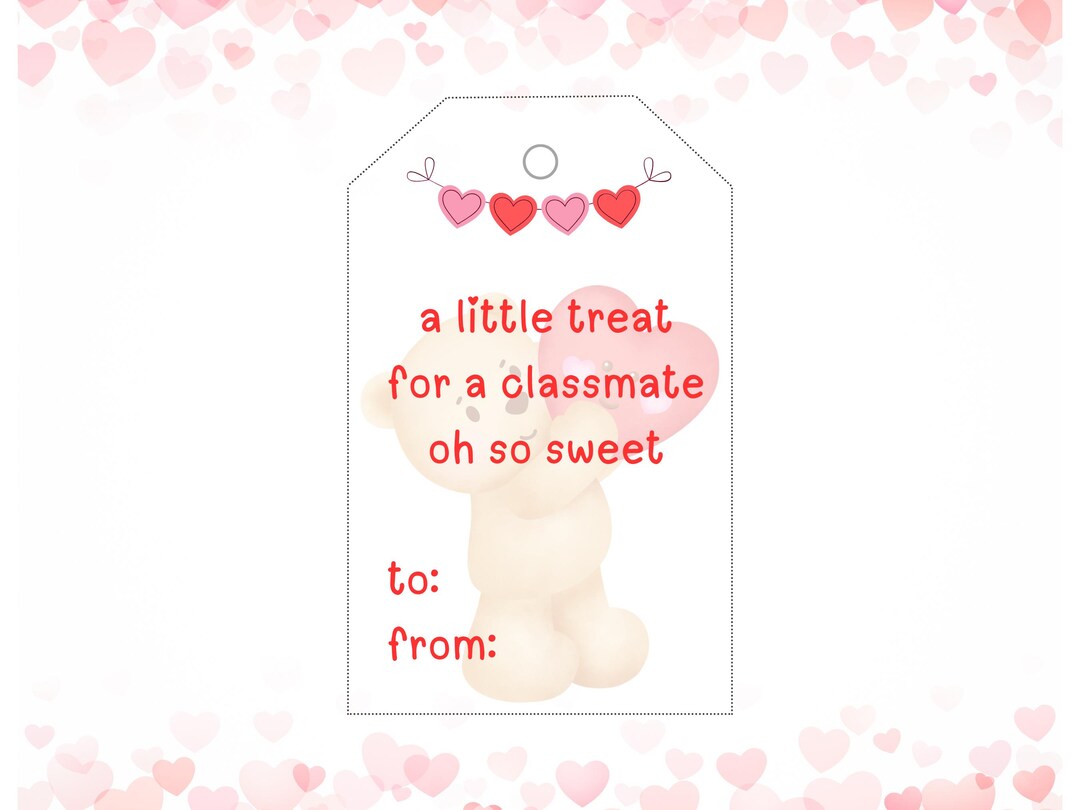 Printable Valentine Card Tag: Classroom Valentine (digital Download) - Etsy