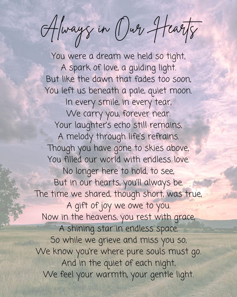 Child Memorial Poem Print: Loss of Child Remembrance (digital Download ...