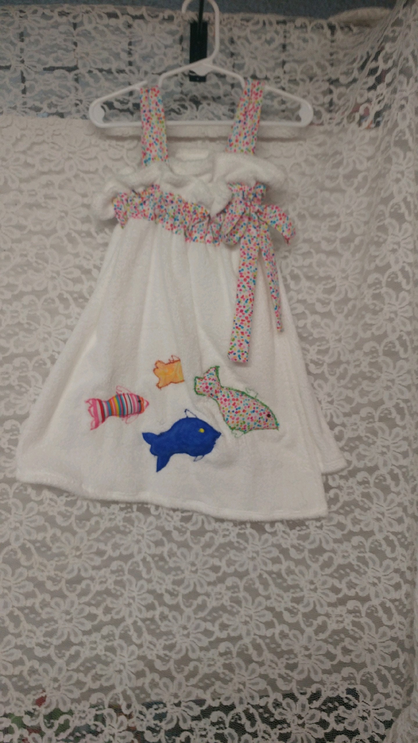 White terry cloth cotton Swim cover-up with embroidered | Etsy