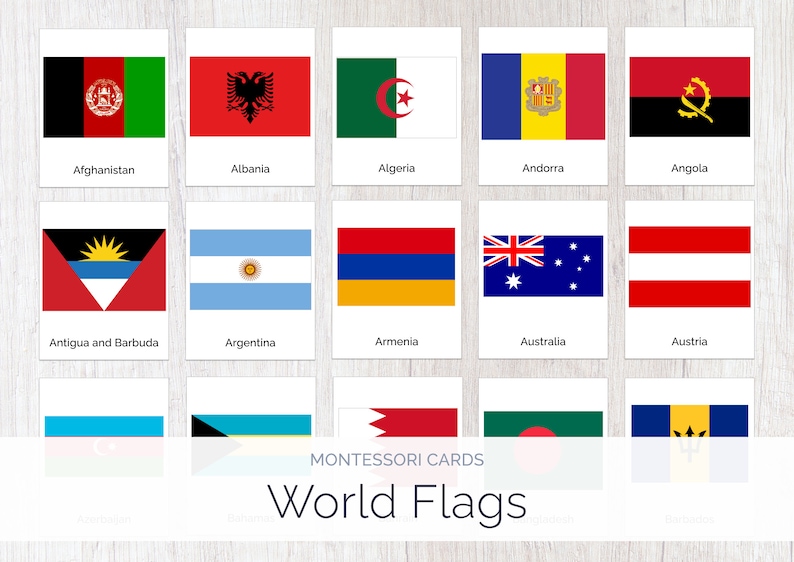 MEGA BUNDLE | 195 Sets of World Flags Montessori Cards | Geography ...