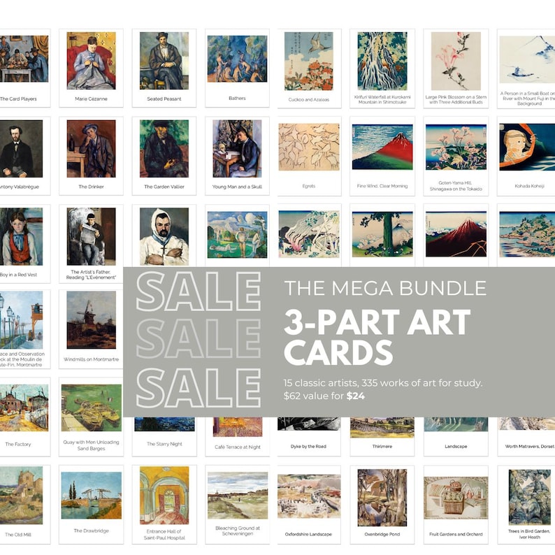 Mega Bundle 3-part Art Cards: 16 Classic Artists, 335 Artworks for ...