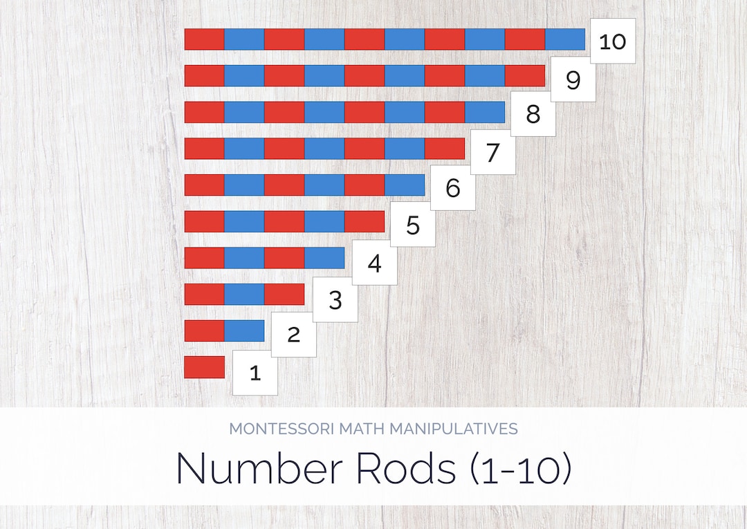 Montessori Number Rods Printable With Matching Cards 1-10 Homeschool ...