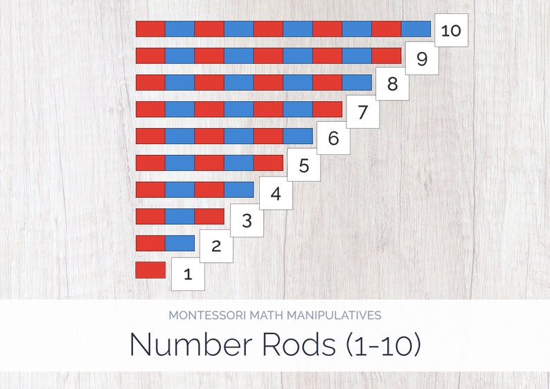 Montessori Number Rods Printable With Matching Cards 1-10 Homeschool ...