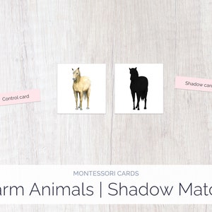 Farm Animals | Montessori Shadow Matching Cards | Montessori Toys ...