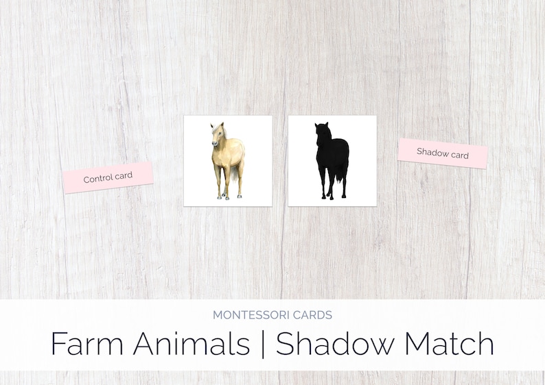 Farm Animals | Montessori Shadow Matching Cards | Montessori Toys ...