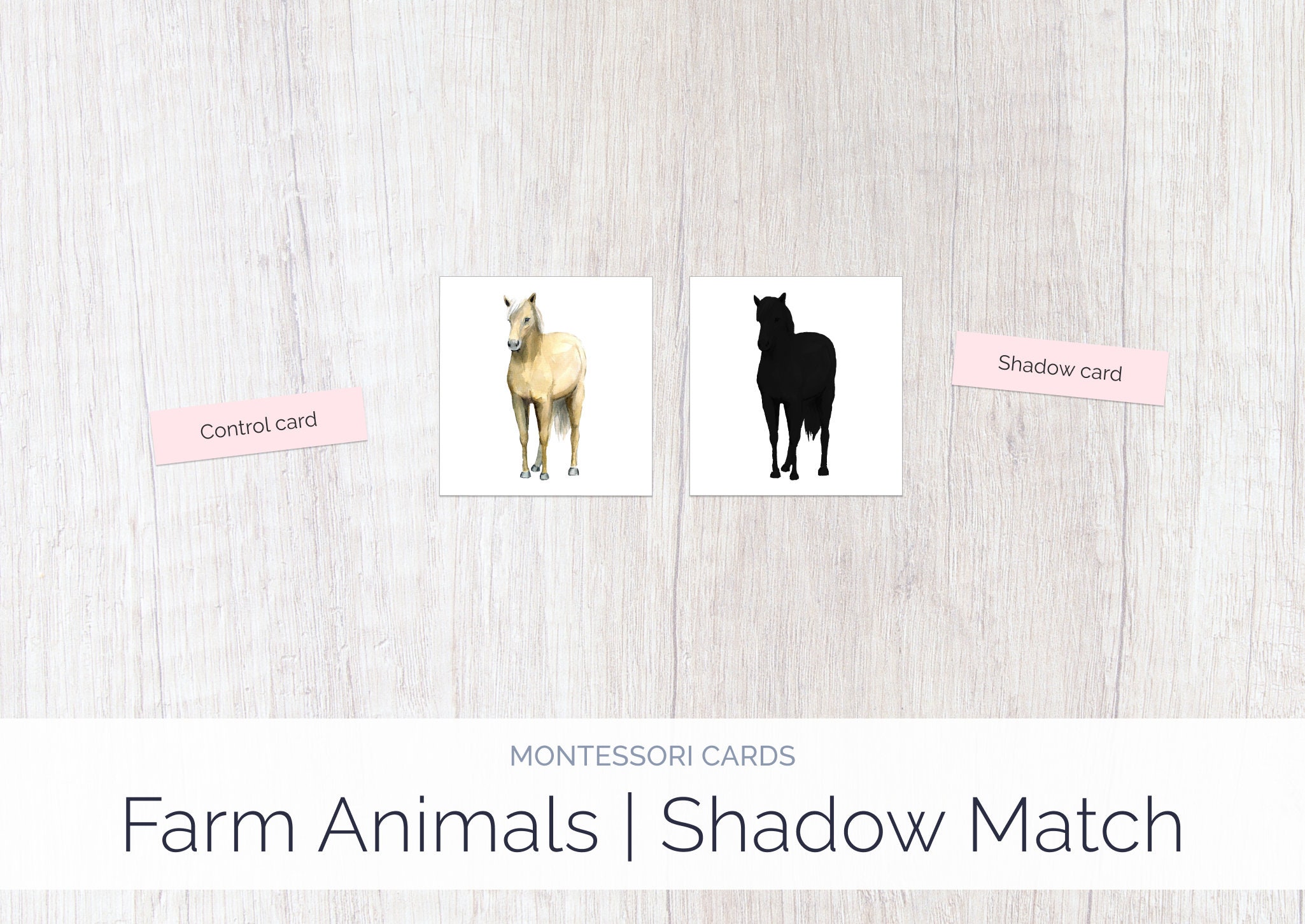 Farm Animals Montessori Shadow Matching Cards Montessori Toys Early ...