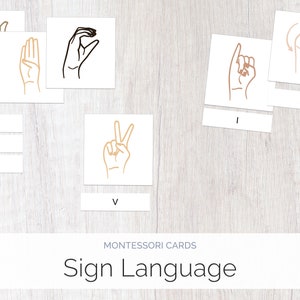 Sign Language A-Z Skin Tones Montessori Cards Montessori Education ...