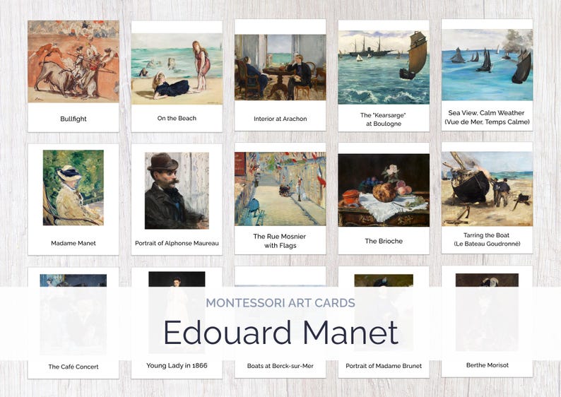 Edouard Manet | Montessori 3-part Cards | Educational Materials | Art ...