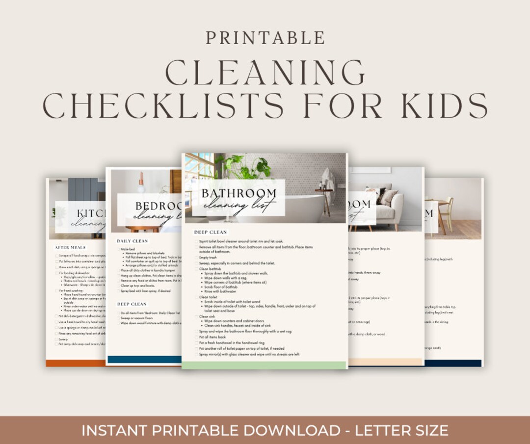 BUNDLE | Cleaning Checklists for Kids | Instant Download PDF - Etsy
