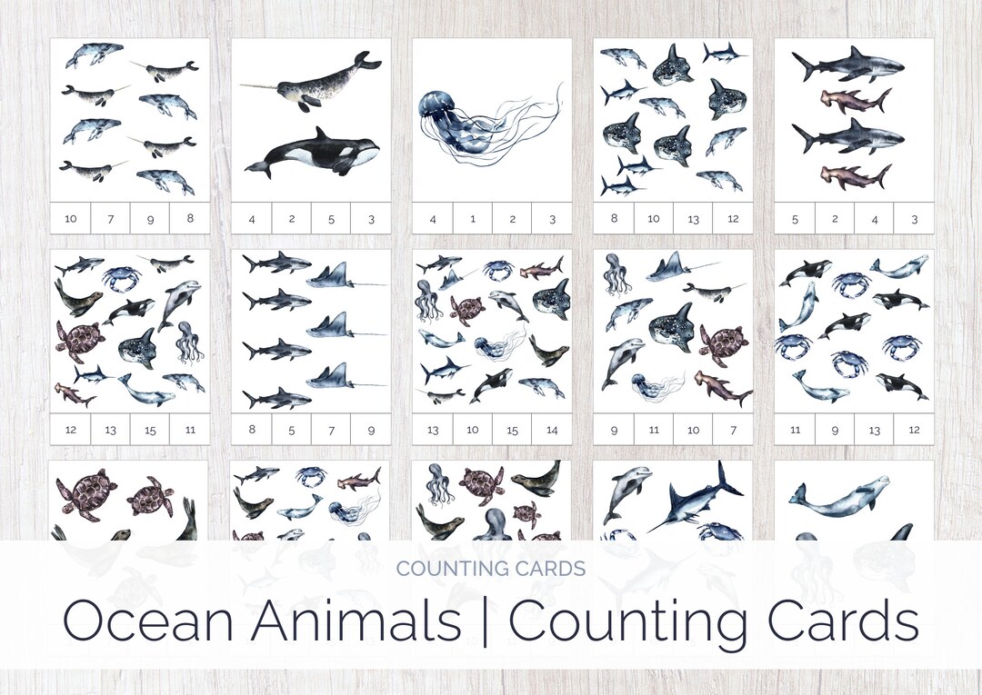 Ocean Animals Count & Clip Cards Montessori Education Homeschool - Etsy