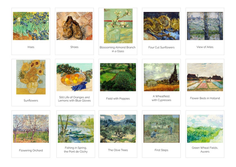 Vincent Van Gogh Bundle | Montessori Educational Cards | Art Study ...