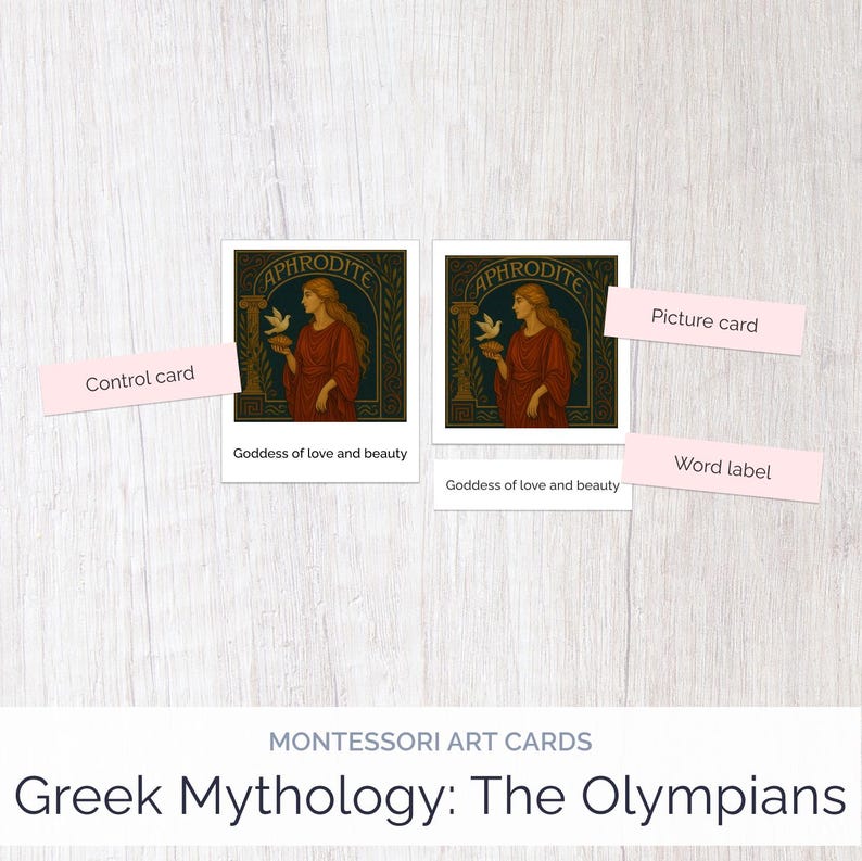 Montessori Greek Mythology 3-part Cards | Olympian Gods | Educational ...